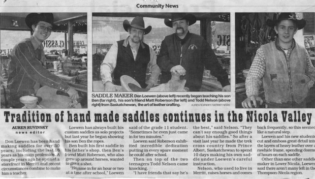 Don Loewen Saddlery - Leathercraft Nicola Valley Merritt BC